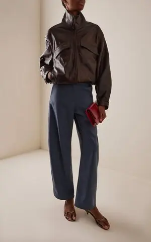 SLOAN Exclusive Oversized Leather Bomber Jacket