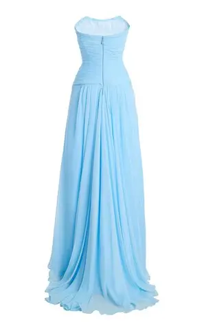 Monique Lhuillier Silk-chiffon Strapless Draped Bodice Dress