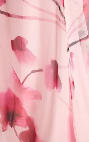 Monique Lhuillier Silk Chiffon Strapless Draped Maxi Dress