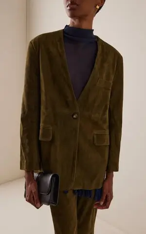 SLOAN Exclusive Collarless Suede Blazer