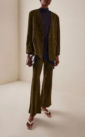 SLOAN Exclusive Collarless Suede Blazer
