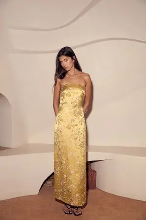 ROAME Pascal Strapless Maxi Dress - Gold