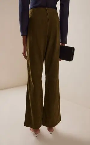 SLOAN Exclusive Suede Low-rise Flared-leg Pants