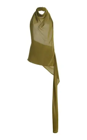 SLOAN Exclusive Semi-sheer Scarf Chiffon Top - Green