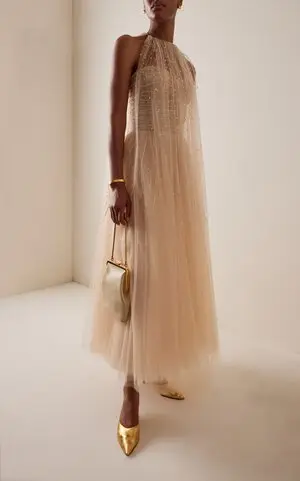 Monique Lhuillier Embroidered Degrade Cocktail Dress