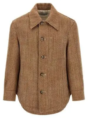 AMI Paris Chevron Wool Overshirt - Brown