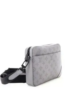 LOUIS VUITTON Duo Messenger Bag Monogram Shadow Leather Crossbody Bag - Grey