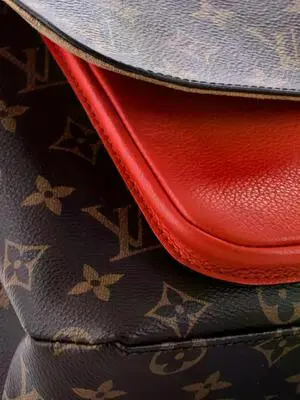 LOUIS VUITTON Marignan Handbag Monogram Canvas With Leather Shoulder Bag - Red