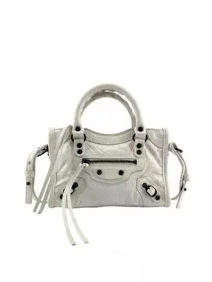 Balenciaga 2012 Nano Lambskin Motocross Classic Le City Satchel - White
