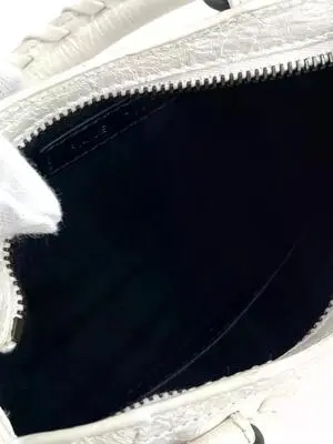 Balenciaga 2012 Nano Lambskin Motocross Classic Le City Satchel - White