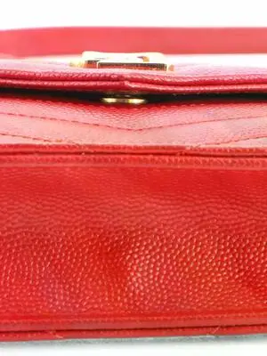 Saint Laurent Classic Monogram Wallet On Chain Matelasse Chevron Leather Small Crossbody Bag - Red
