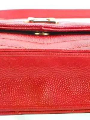 Saint Laurent Classic Monogram Wallet On Chain Matelasse Chevron Leather Small Crossbody Bag - Red