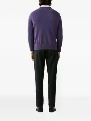 HACKETT  V-neck Lambswool Sweater - Purple