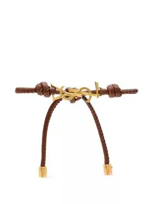 Saint Laurent Cassandre Cord Bracelet In Leather