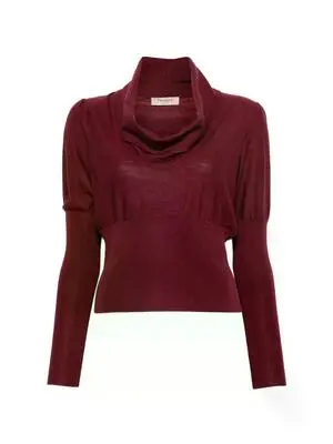 TWINSET Cowl-neck Puff-sleeve Sweater - Red