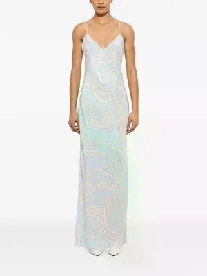 Emilio Pucci Labirinto-print Crêpe De Chine Dress - Blue