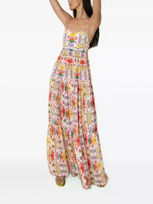 Borgo De Nor Merle Geometric-print Maxi Dress - White