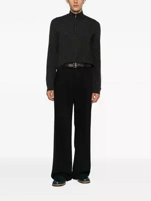 Emporio Armani Chevron-knit Half-zip Sweater - Grey
