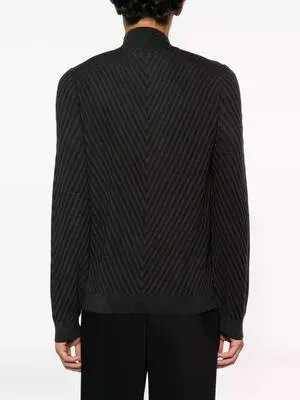 Emporio Armani Chevron-knit Half-zip Sweater
