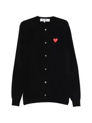 Play Comme Des Garcon Heart-patch Cardigan - Black