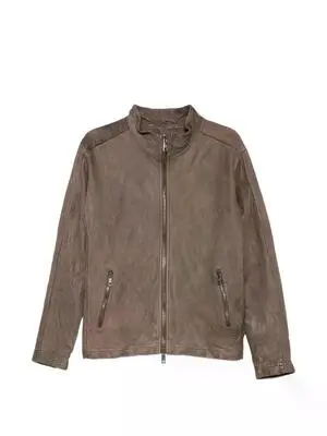 GIORGIO BRATO Leather Zip-up Jacket - Brown