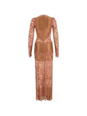 Rabanne Lace-panelled V-neck Maxi Dress - Neutrals