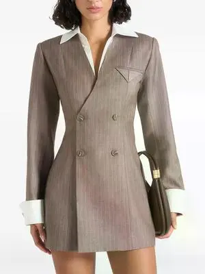 Manière De Voir Winifred Pinstripe Shirt Detail Blazer Mini Dress - Brown
