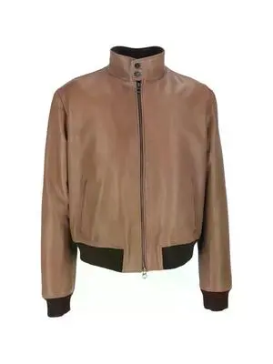 STEWART Jeff Zip-up Leather Jacket - Brown