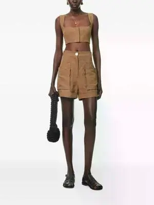Le Kasha Jirja Linen Crop Top - Brown