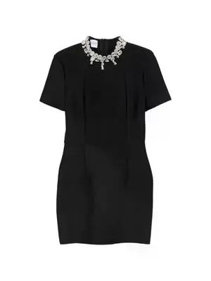 ALESSANDRO LEGORA Crystal-embellished Short-sleeve Mini Dress - Black