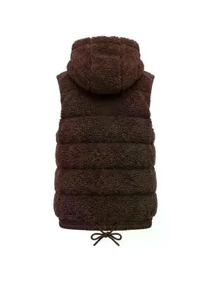 Moncler Fleece Hooded Gilet - Brown