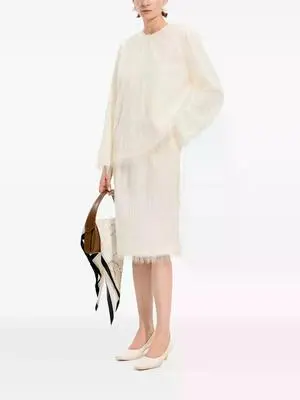 JNBY Fringe-jacquard Long-sleeve Top - Neutrals