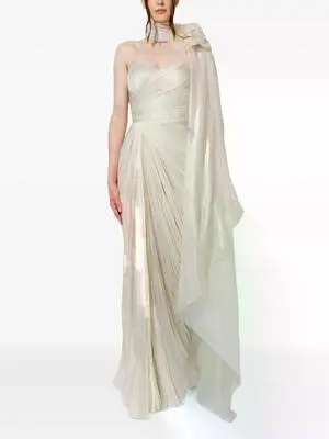 IRIS SERBAN Dolly Draped Silk Maxi Dress