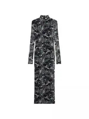 Blumarine Graphic-print High-neck Maxi Dress