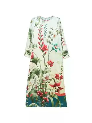 F.R.S FOR RESTLESS SLEEPERS Floral-print Long-sleeve Maxi Dress - Neutrals