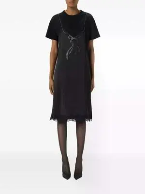 Blumarine Lace-trim Rhinestone-embellished Midi Dress