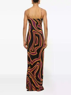 Emilio Pucci Labirinto-print Crêpe De Chine Maxi Dress - Red