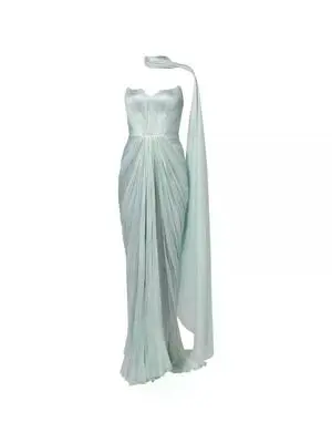 IRIS SERBAN Shany Metallic-silk Maxi Dress