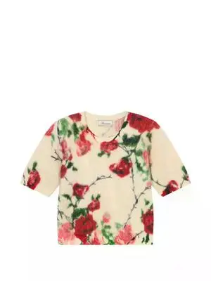 Blumarine Floral-print Rib-knit Sweater