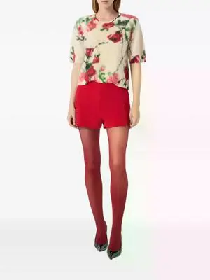 Blumarine Floral-print Rib-knit Sweater