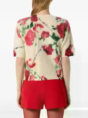 Blumarine Floral-print Rib-knit Sweater