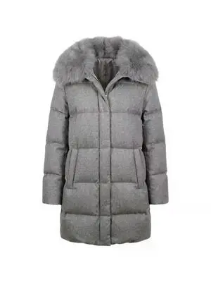 Herno Fur-trim Quilted Jacket - Grey