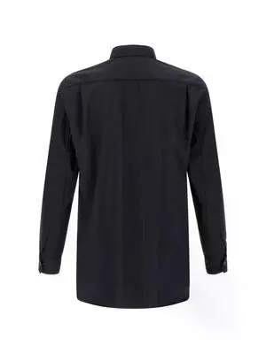 Comme Des Garçons Pinstripe-pattern Asymmetrical-hem Shirt - Blue