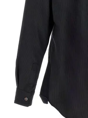 Comme Des Garçons Pinstripe-pattern Asymmetrical-hem Shirt