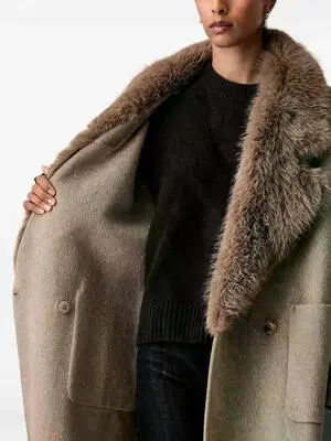 VICOLO Faux-fur Collar Double-breasted Coat