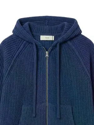 DUNST Ribbed-knit Zip-up Hoodie - Blue