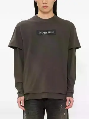 44 LABEL GROUP Logo-patch Layered-effect T-shirt - Grey