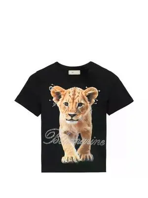 Blumarine Lion-print Embellished T-shirt - Black