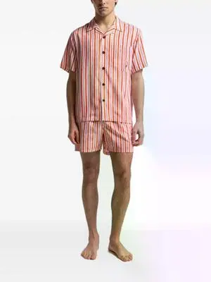 MOSSO SUN WEAR Stripe-print Short-sleeve Shirt - White