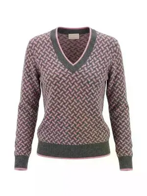 DRUMOHR Razor Blade Basket-weave V-neck Sweater